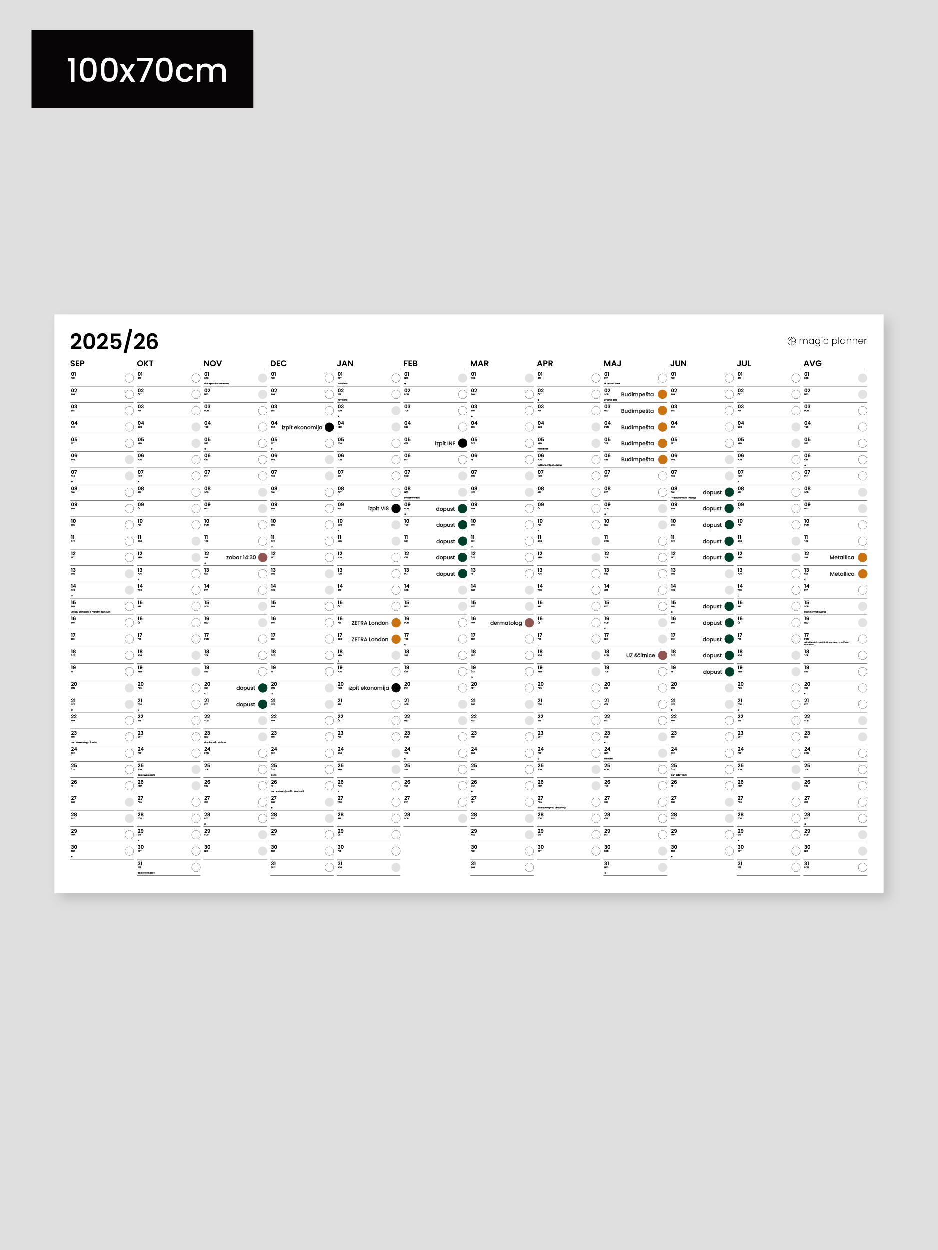 Koledarji | XXL in stenski koledarji 2024/25 | Magic Planner – MagicPlanner