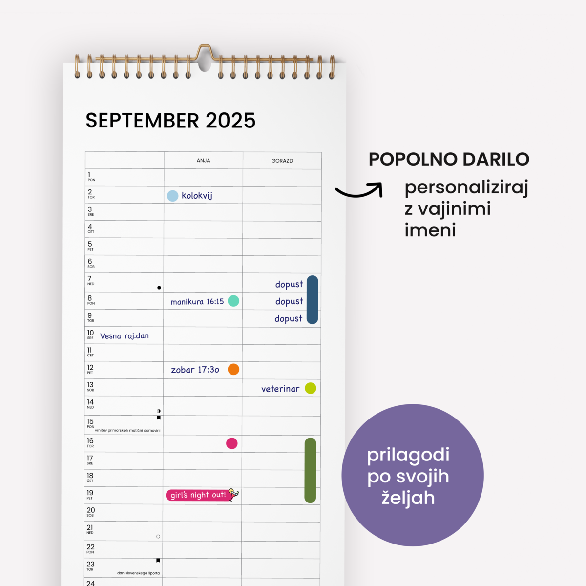 Stenski koledar | za pare